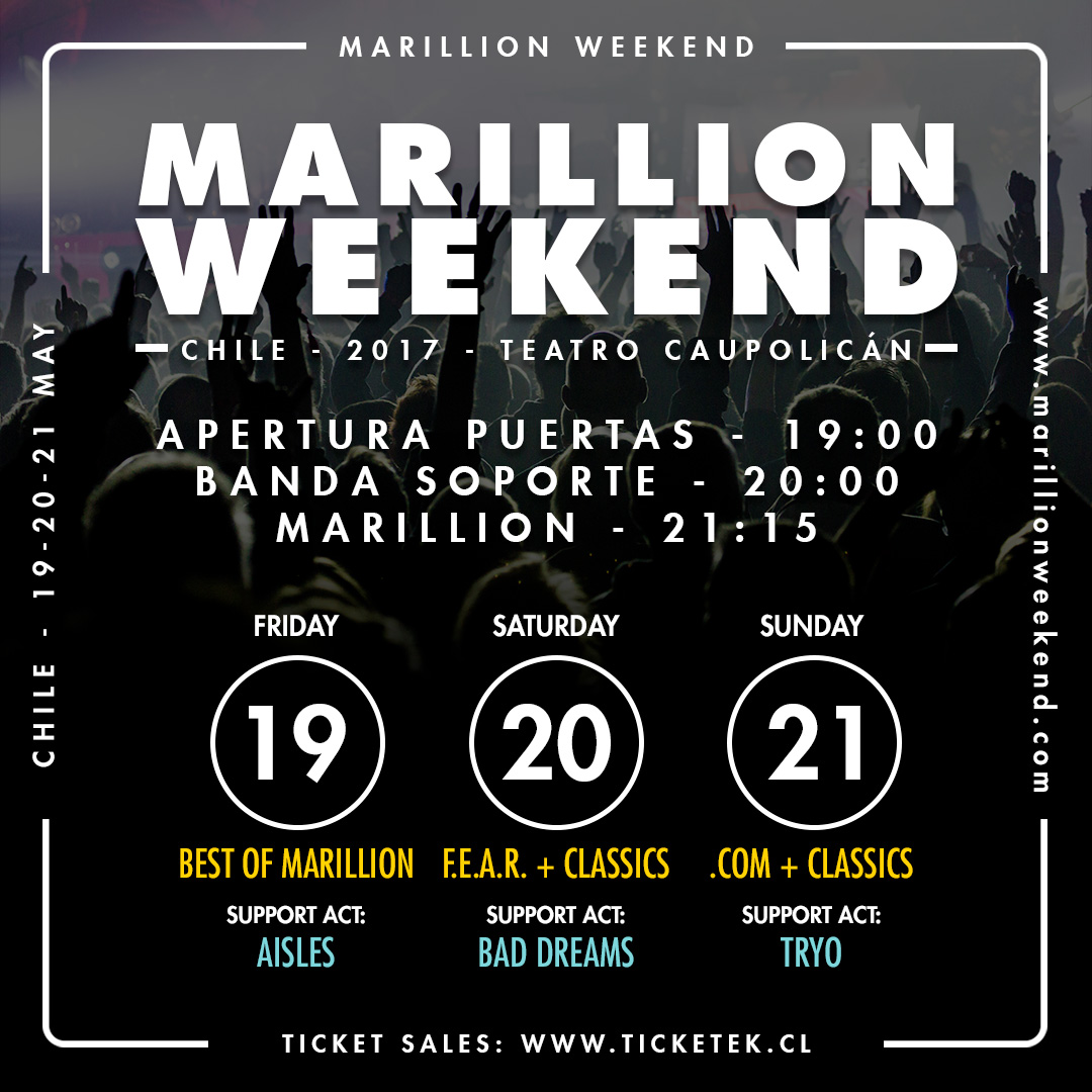 Estos son los horarios para el Marillion Weekend Chile — Radio ...