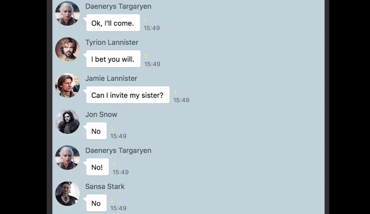 Así sería el chat grupal de los protagonistas de Game Of Thrones ...