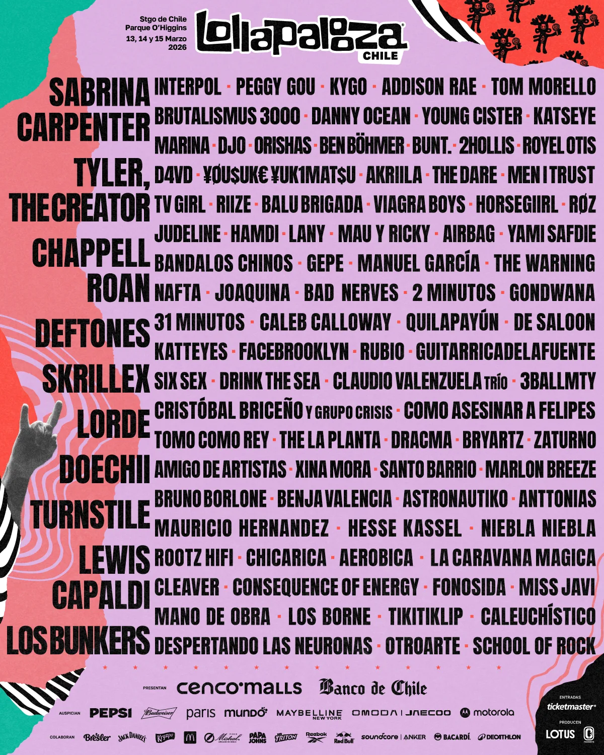 Lollapalooza Chile 2026: este es el lineup oficial del esperado evento musical — Radio Concierto ...